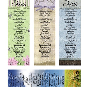 Names of JESUS Christian BOOKMARKS Diy Digital Collage Sheet Jesus ...