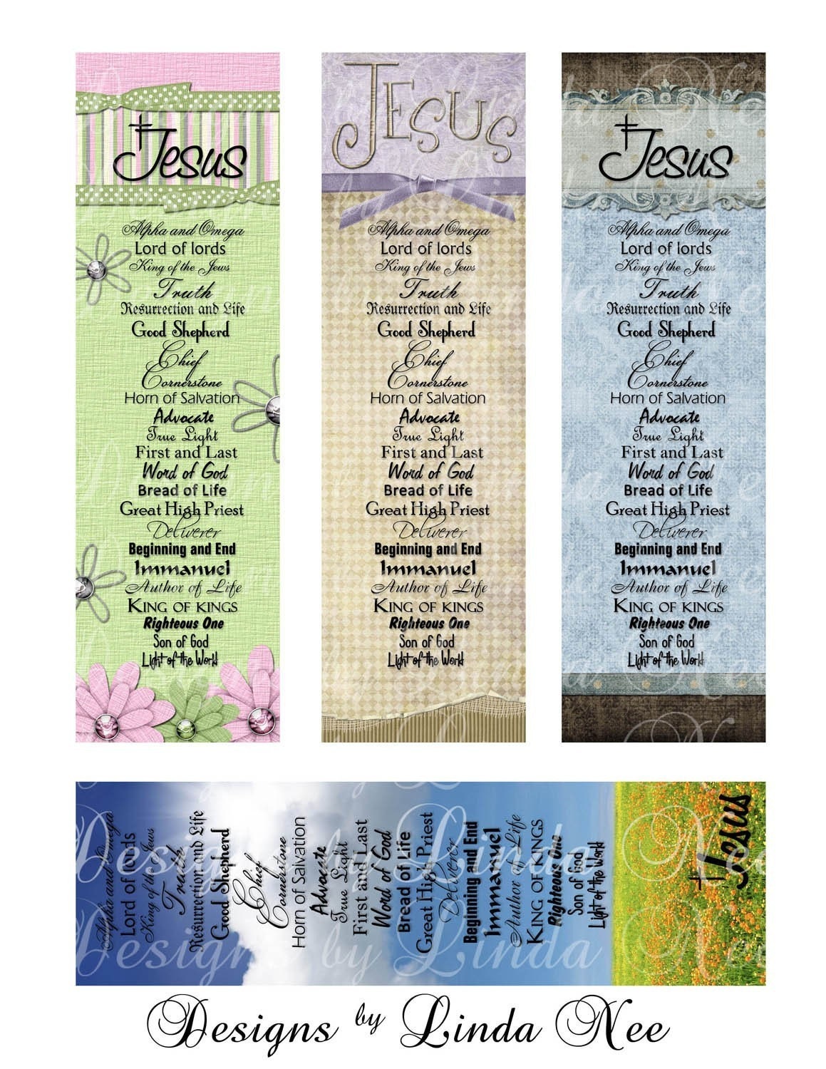 Names of JESUS CHRISTian BOOKMARKS Diy Digital Collage Sheet | Etsy