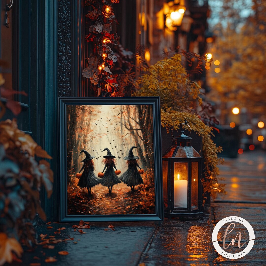 Fall Witches in the Forest Printable Witchcore Photo, Dark Gothic ...