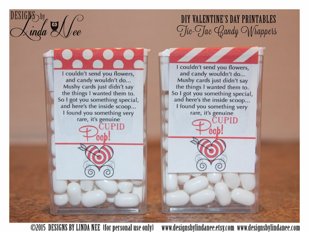 Tic Tac CUPID POOP POEM Heart Valentine Printable Wrapper Party Package ...