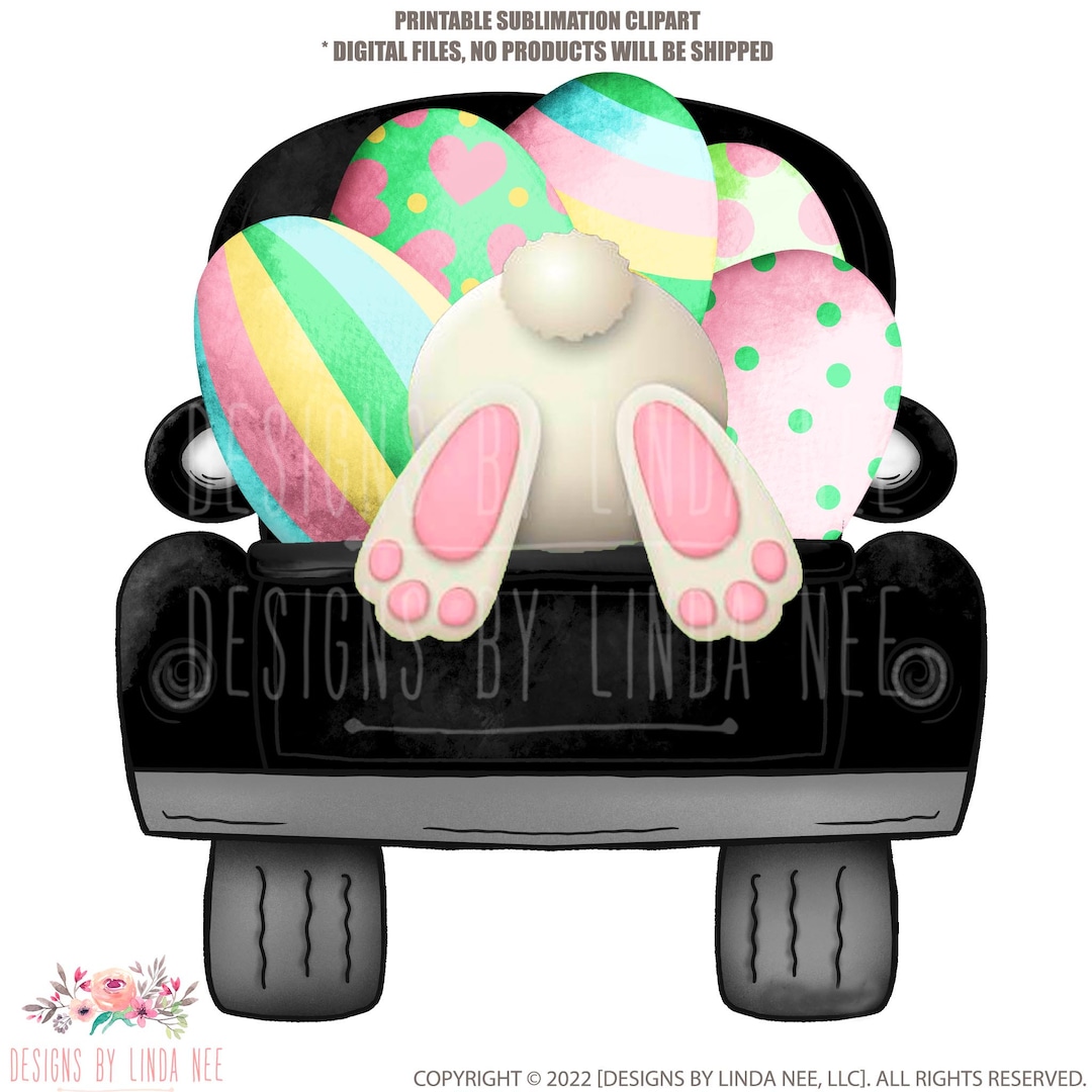 Easter Bunny Truck PNG, Cute Bunny Butt in Truck Back of Truck With ...