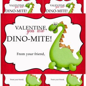 Valentine's Day Card Classroom Dino-mite Valentine's - Etsy