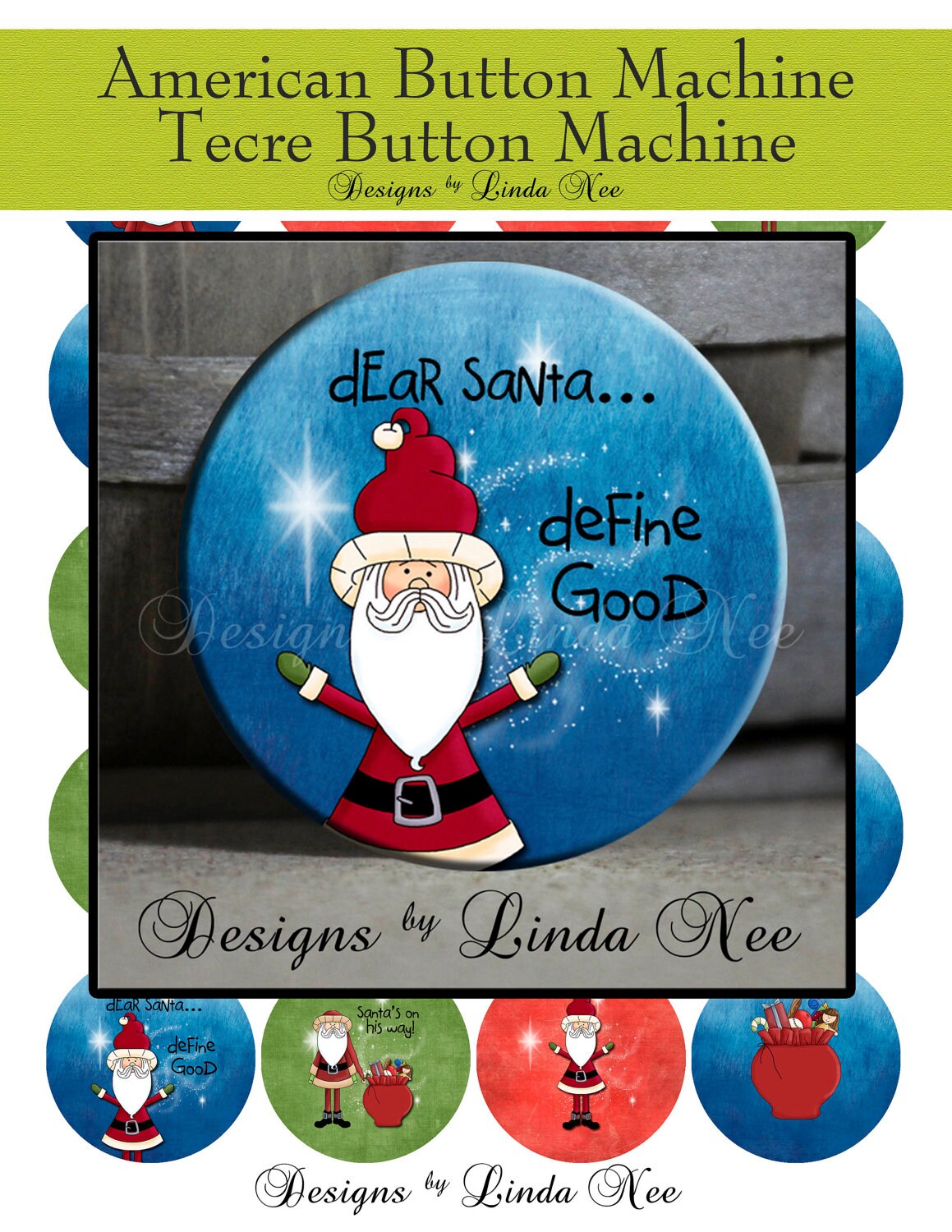 Pinback BUTTON Images 1 Inch Round 1.313 Overall Size Santa - Etsy