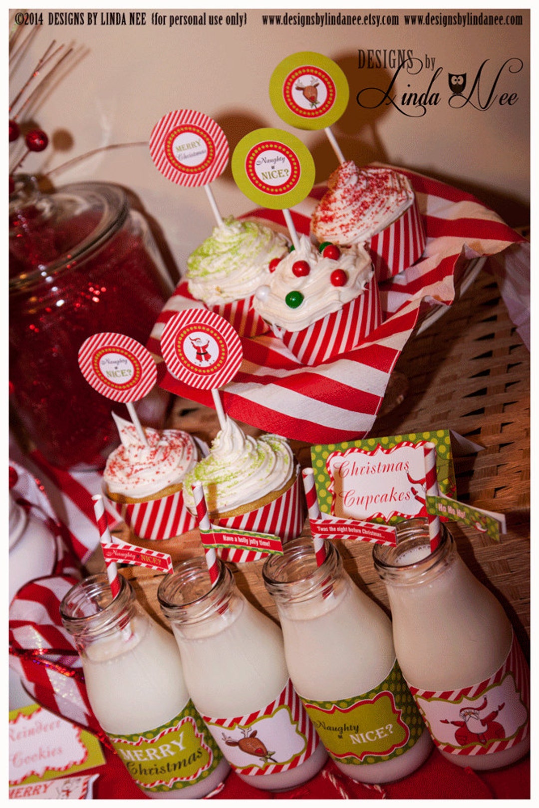 CUPCAKE Toppers 2 Inch Round or 2 Inch Square Santa - Etsy