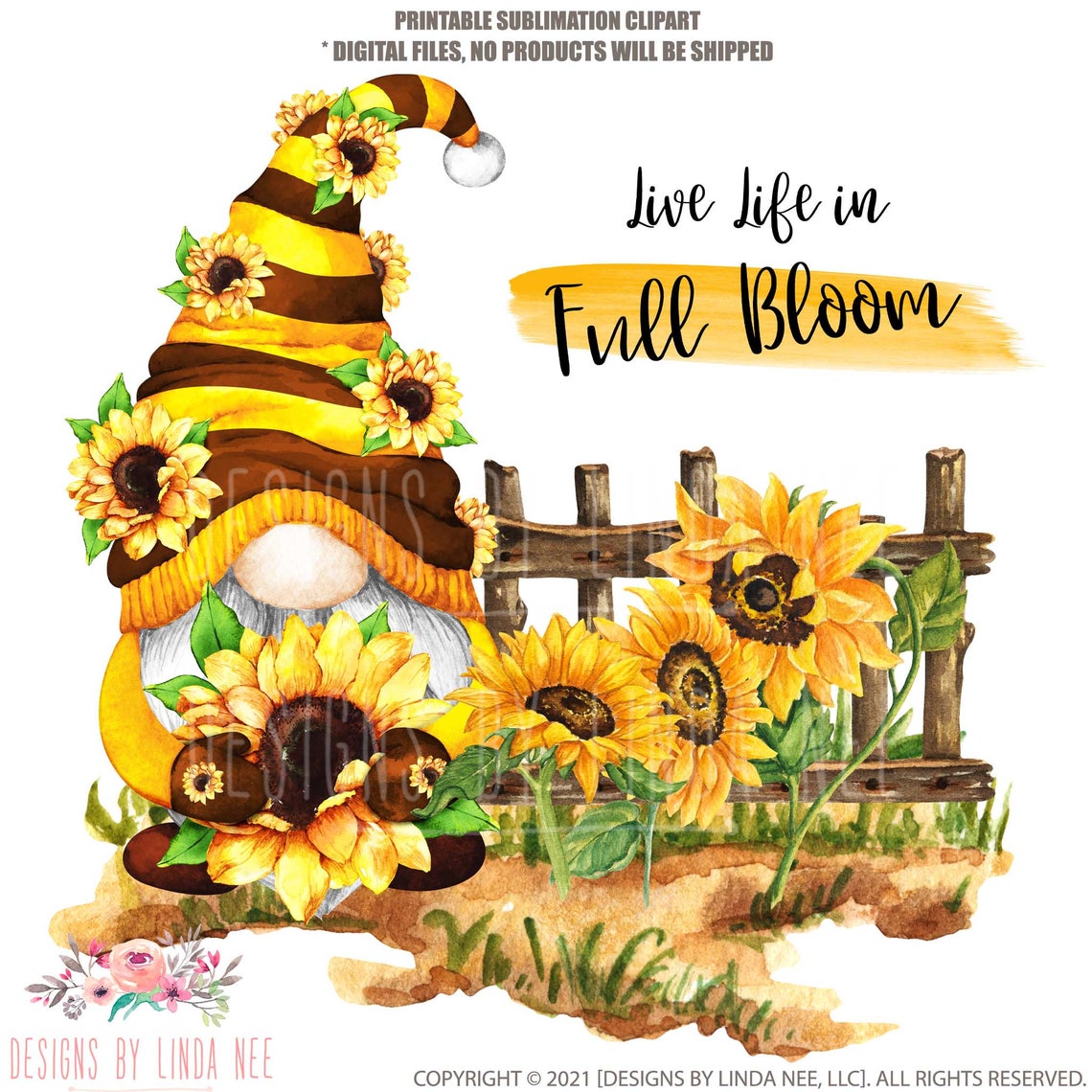 Sunflower Gnome Clipart Summer Gnome PNG Digital Graphics - Etsy