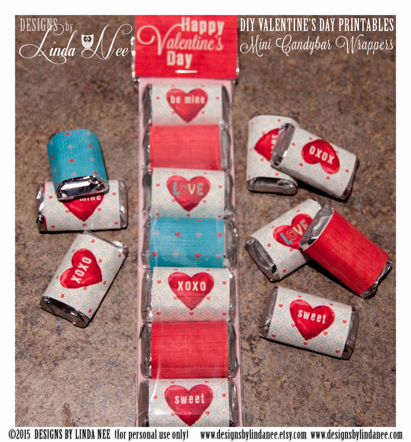 Mini Candy Bar Wrappers Happy Valentine's Day Mini - Etsy