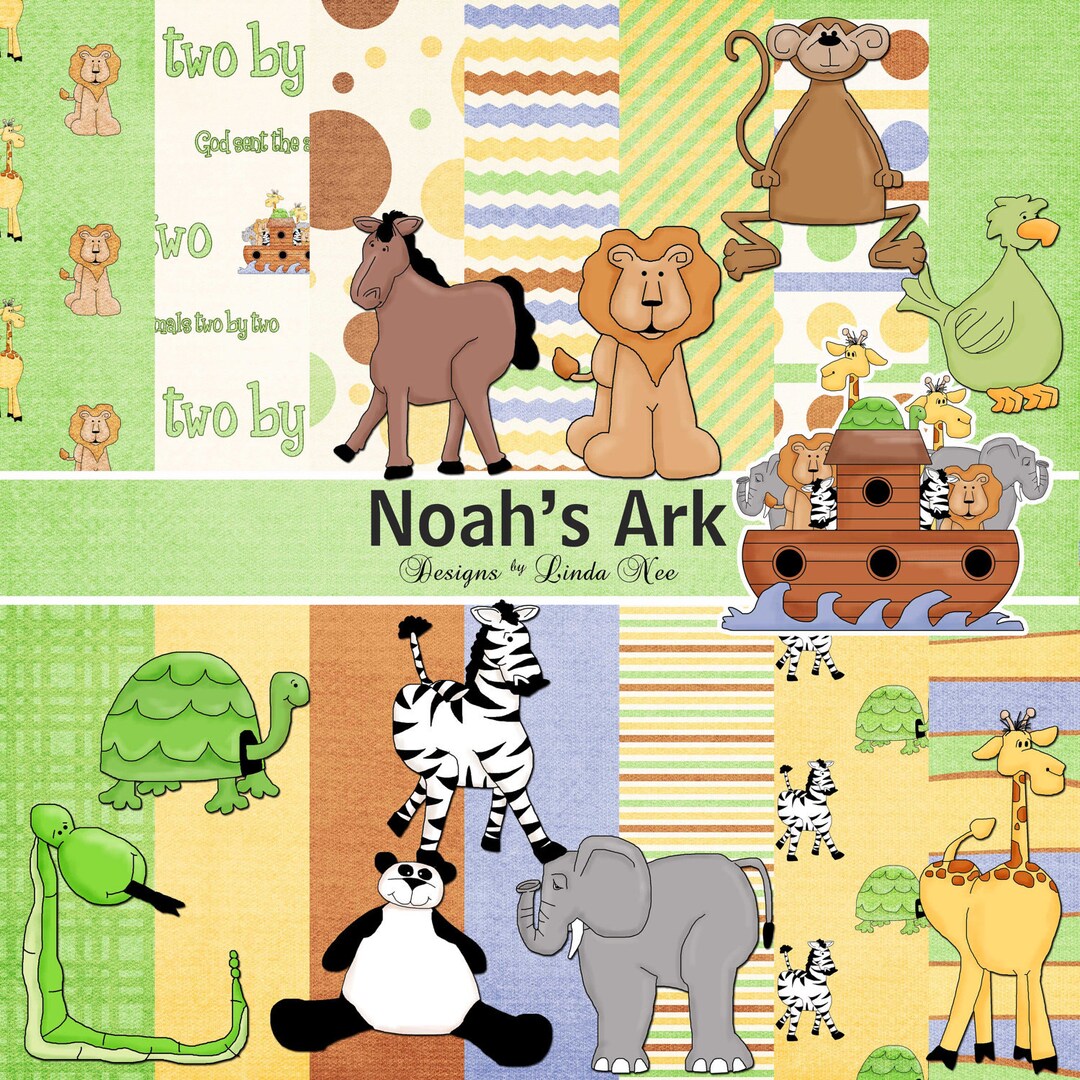 Noah's ARK Christian Clip Art and Paper Pack - Commercial or Personal ...