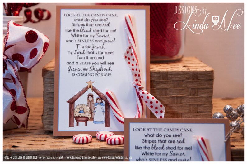 Legend of the Candy Cane Card: Christian Christmas Printable (instant ...
