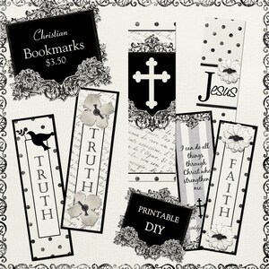 Christian Classic BOOKMARKS, Black and Cream Instant Download ...