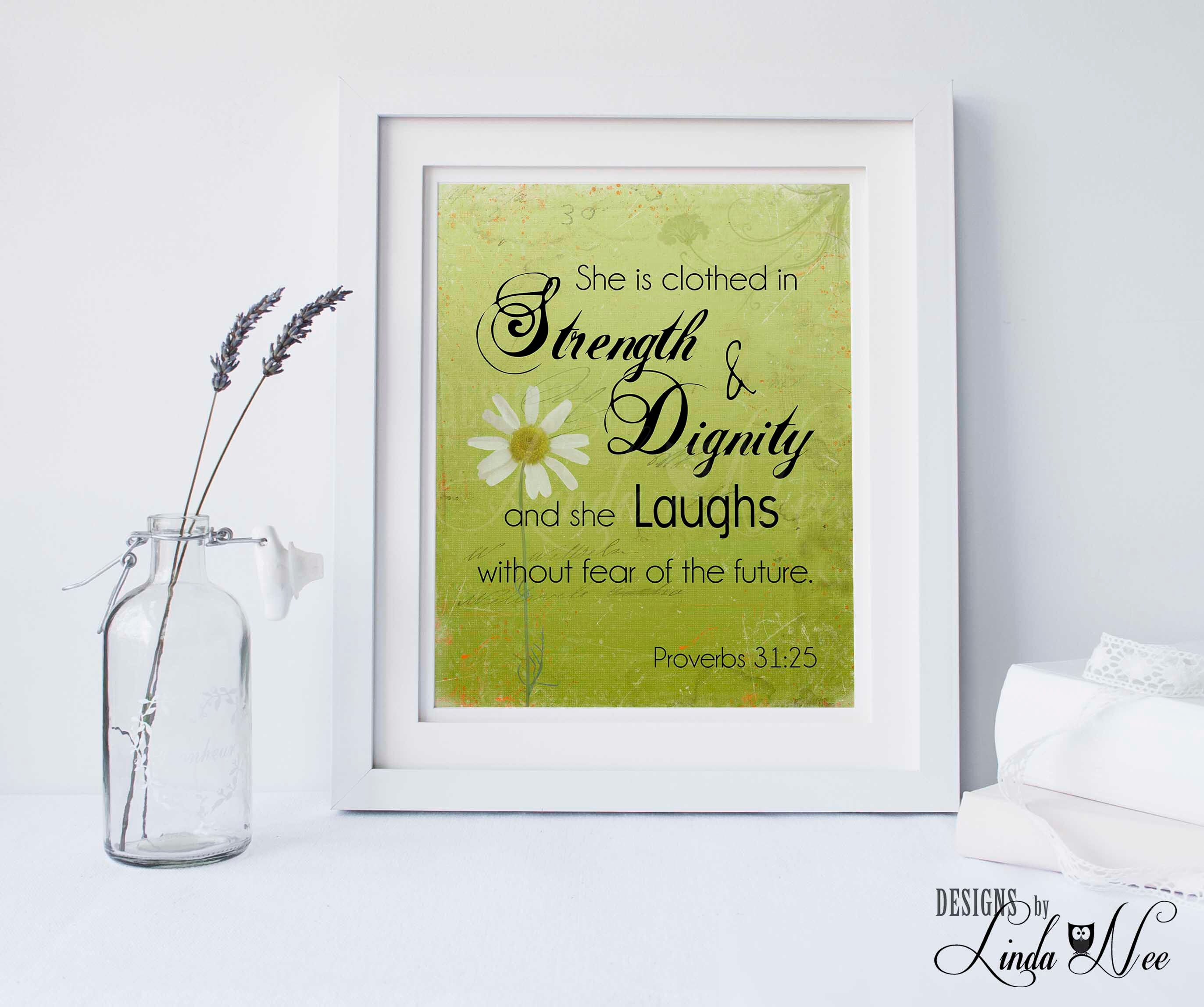 PROVERBS 31:25 Woman Printable Bible Verse Wall Art Scripture | Etsy