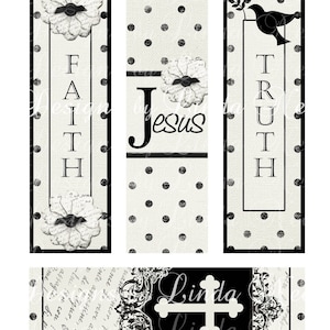 Christian Classic BOOKMARKS, Black and Cream Instant Download ...