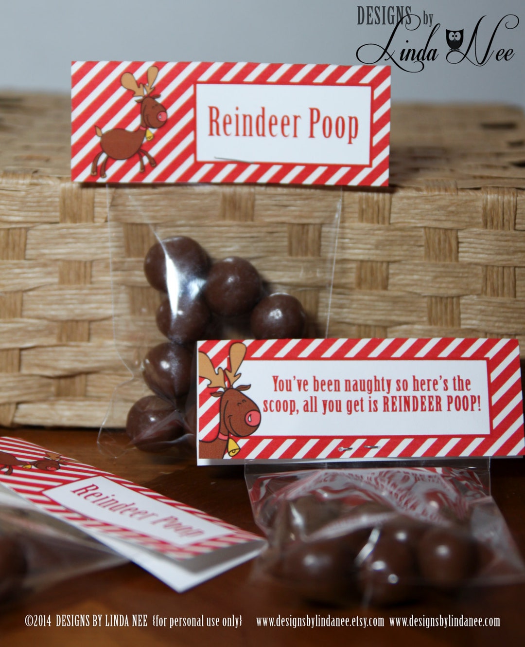Caca de reno, Topper de bolsa de golosinas, caca de reno imprimible de ...