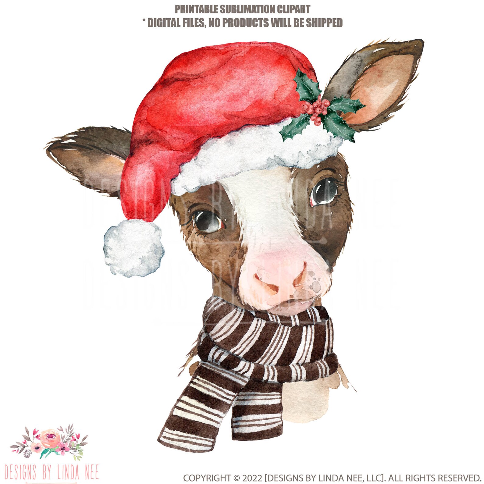 Christmas Goat PNG Digital Download Santa Goat With Scarf - Etsy