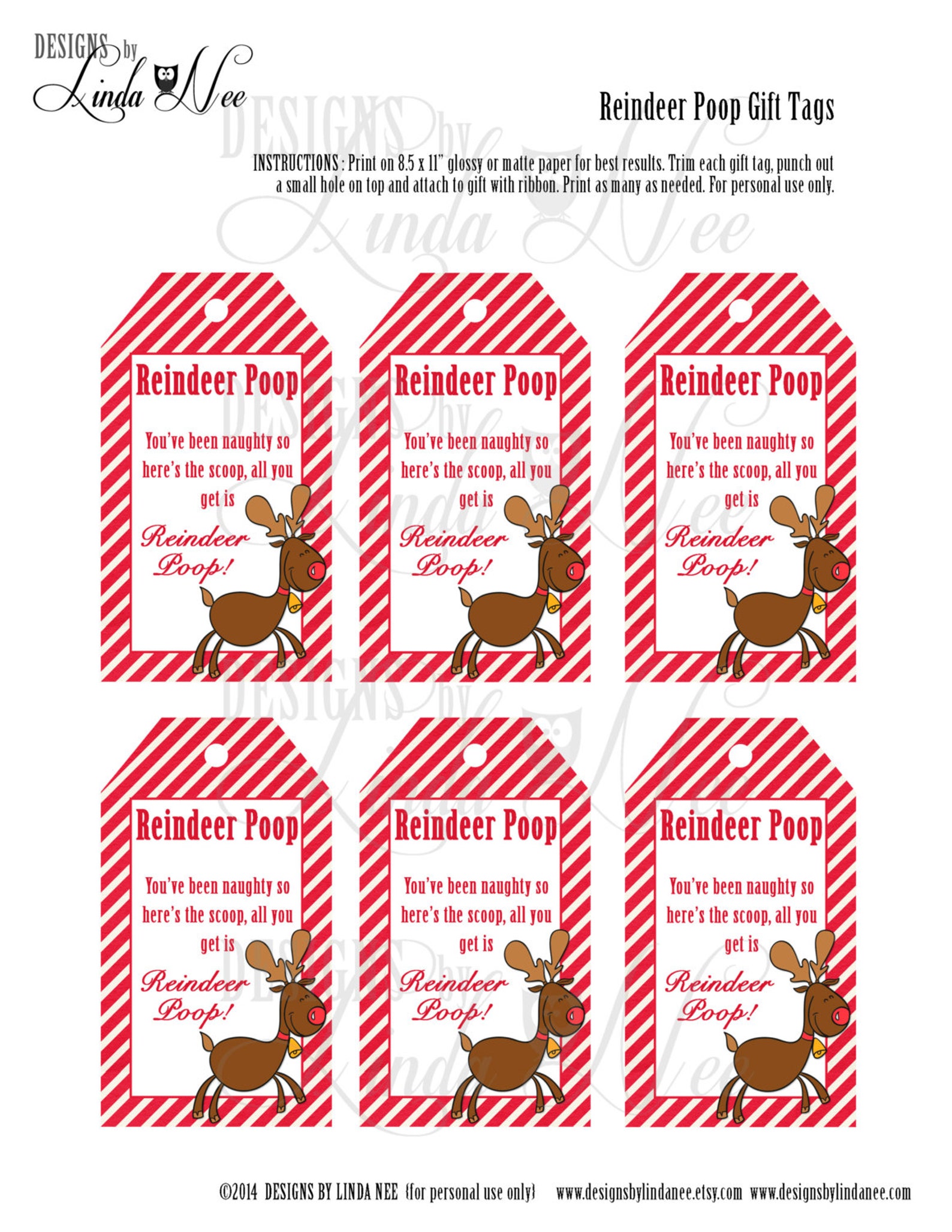 Reindeer Poop Brights Gift Tag Label Printable Party - Etsy