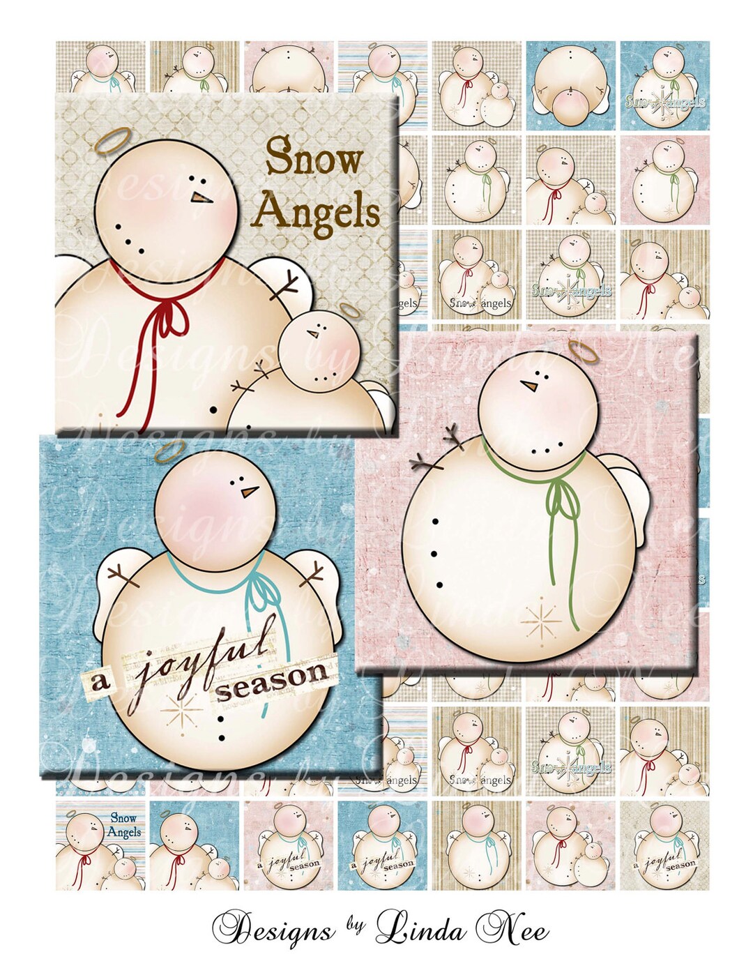 Instant Download - SNOWMAN Angels (2 X 2 Inch ) Images Digital Collage ...