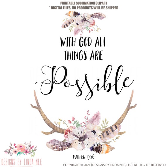 Christian Sublimation Design Matthew 19:26 PNG Download | Etsy