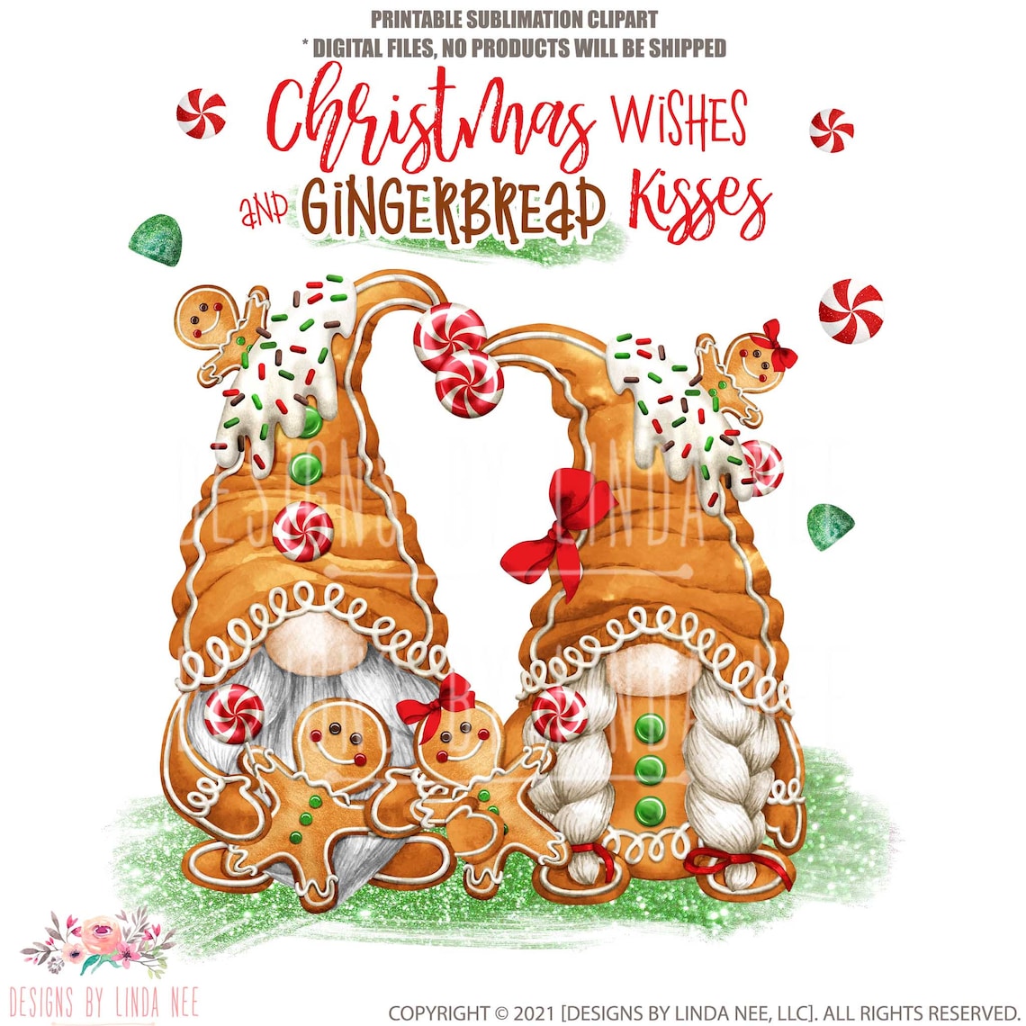 Christmas Gnome PNG Mr and Mrs Gingerbread Sublimation Wall - Etsy