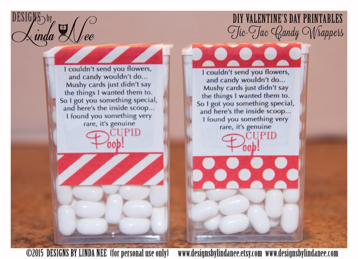 Tic Tac CUPID POOP POEM Valentine Dots and Stripes Printable | Etsy