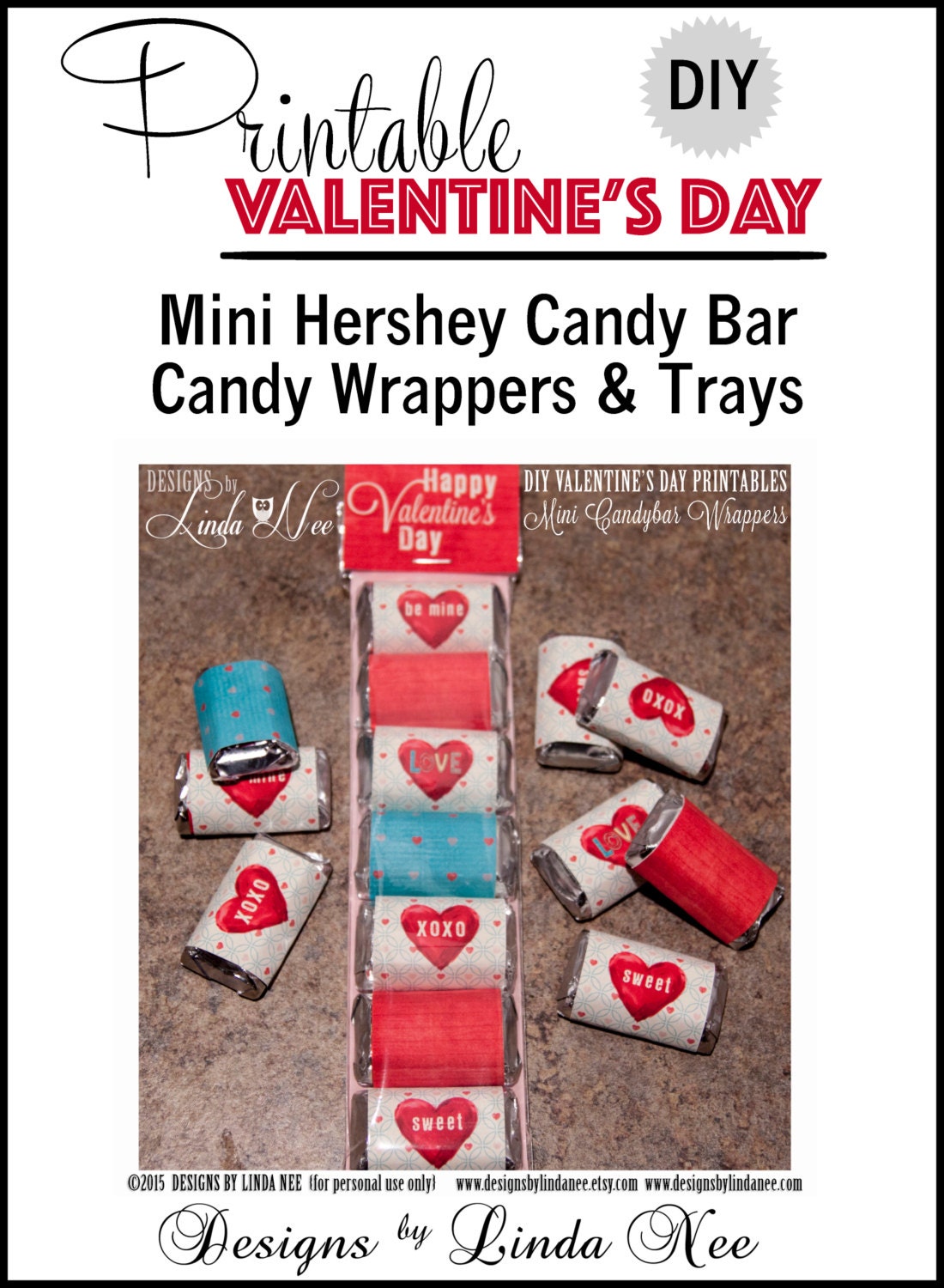 Mini Candy Bar Wrappers Happy Valentine's Day Mini - Etsy