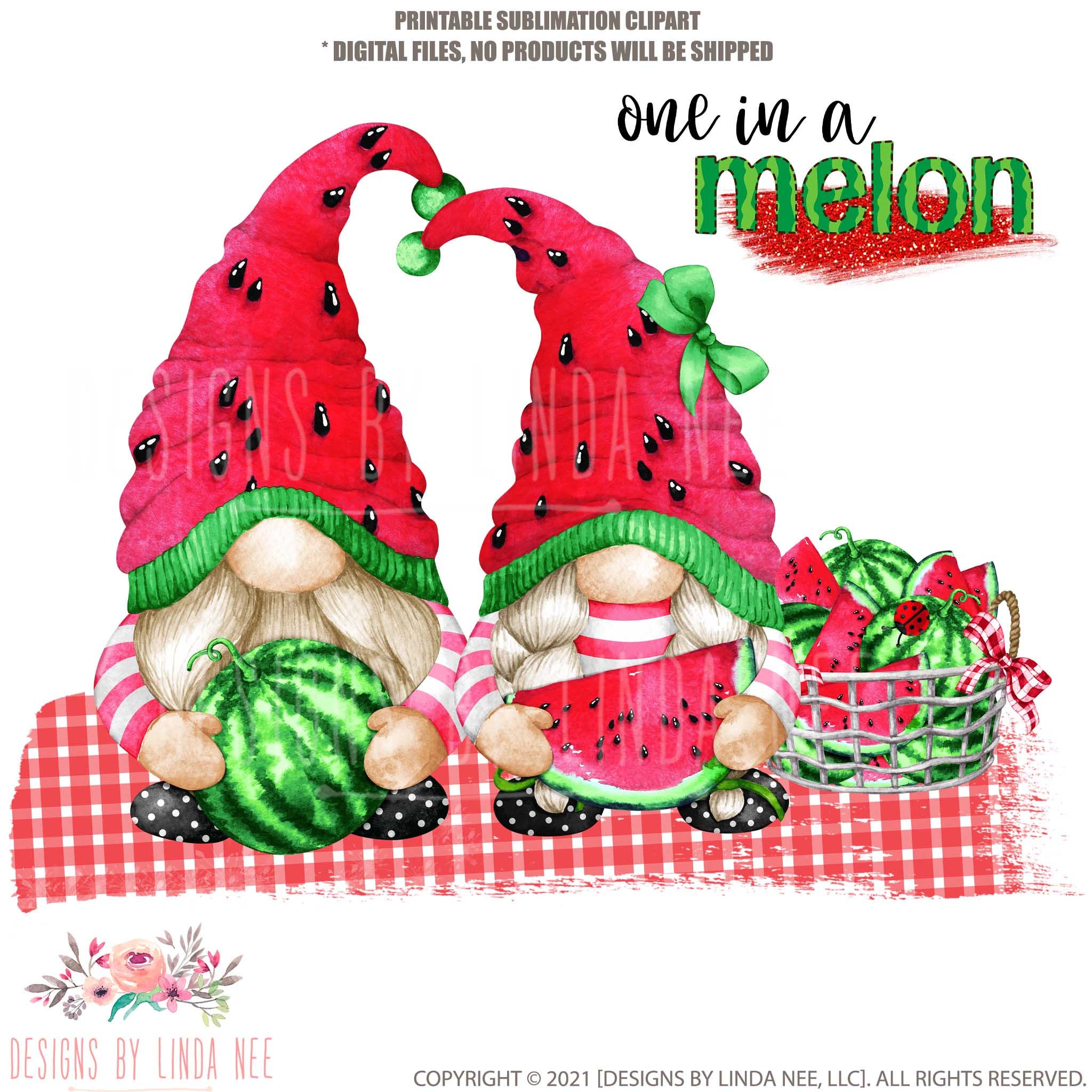 Watermelon Gnome PNG Gnome Digital Download Clipart PNG - Etsy