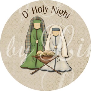 Instant Download - Holy Night Nativity (1.5 Inch Round) Bottlecap ...