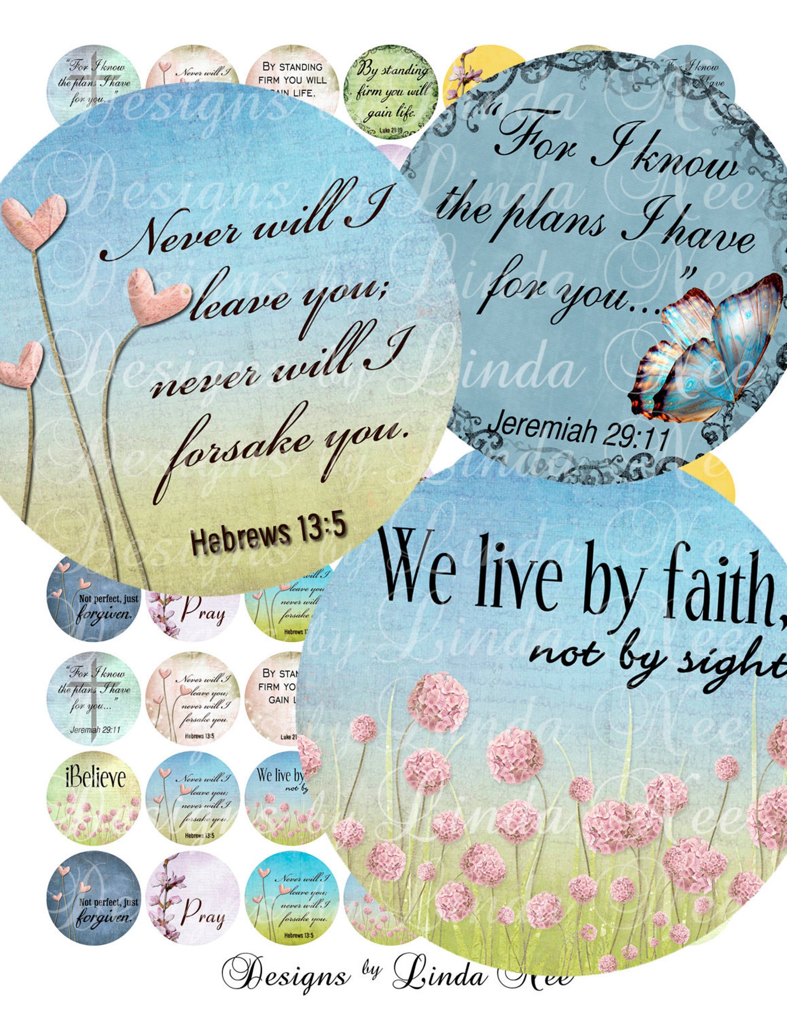 Christian Scripture 4 2 Inch Round Digital Collage Sheet - Etsy