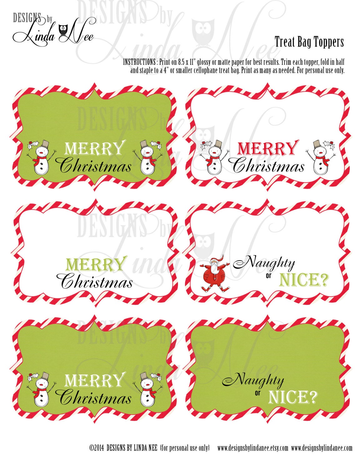 Christmas Treat Bag Toppers Santa Christmas Treat Bag - Etsy