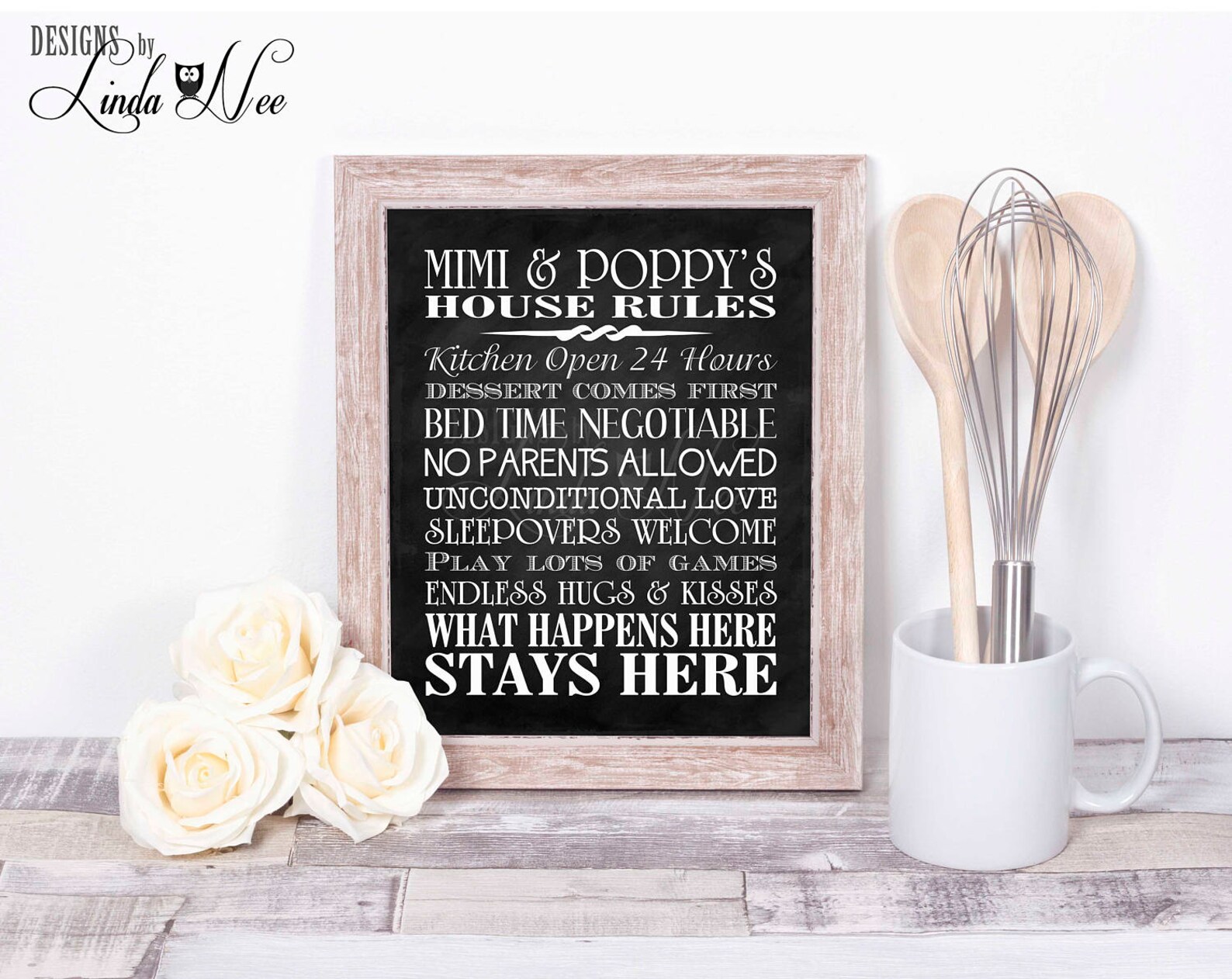 Mimi and Poppy's House Rules, Chalkboard Wall Art, Custom Mimi Print ...