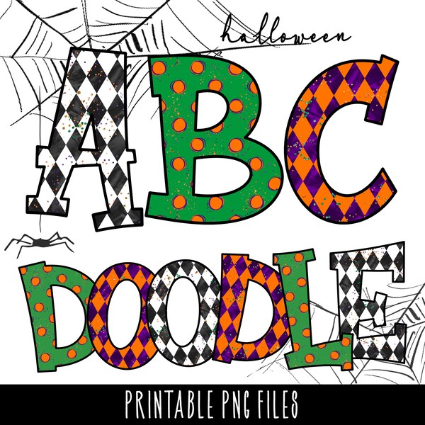 Halloween Doodle Alphabet - Etsy