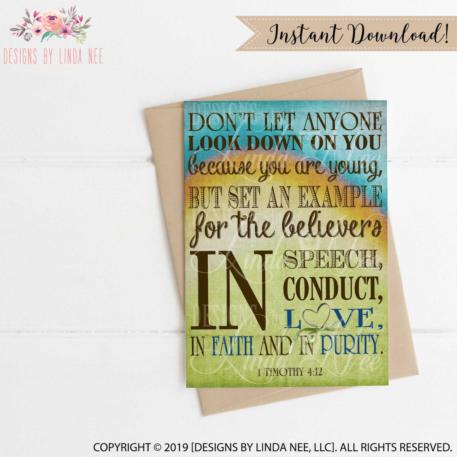 Printable Christian Card Scripture Card Graduation Greeting Card ...