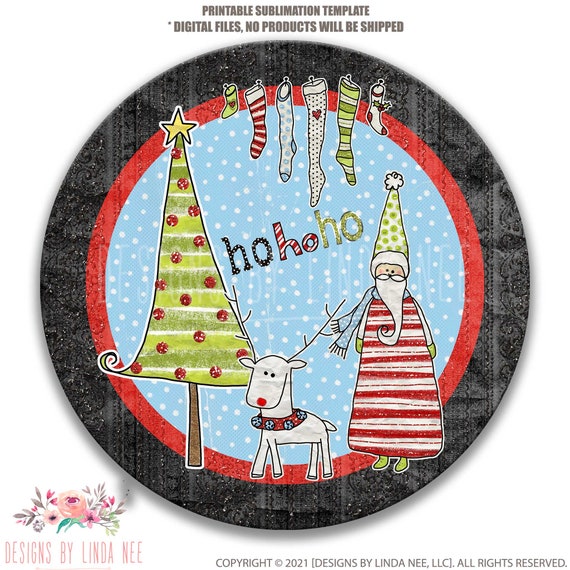 Printable Christmas Santa Wreath Sign Digital Download PNG | Etsy