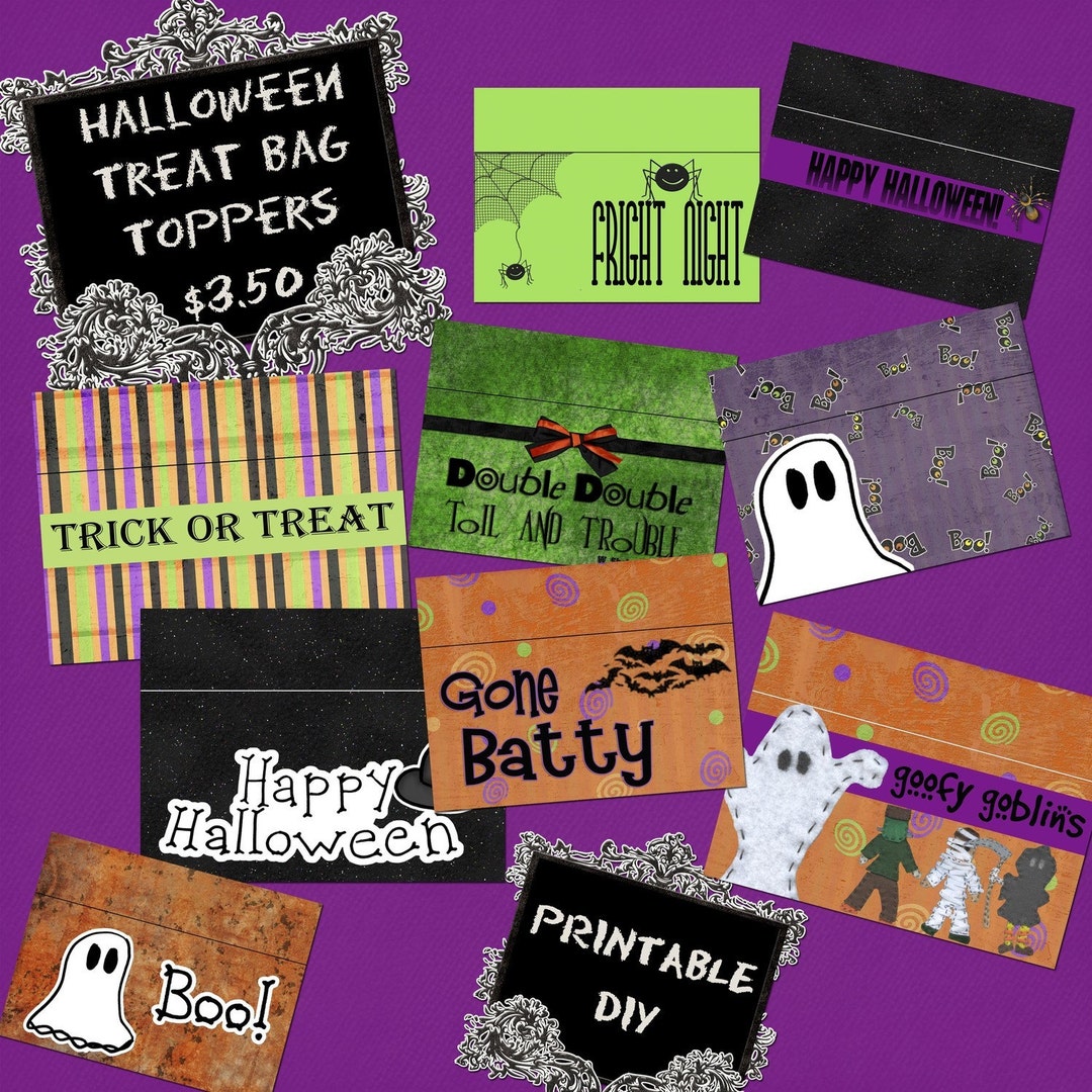 Halloween TREAT BAG Toppers, Instant Download, Halloween Bag Toppers ...