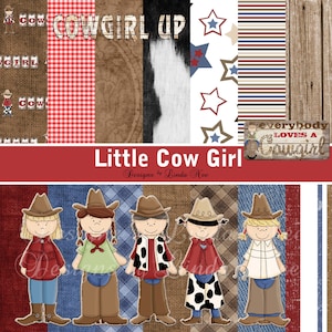 Little Cowgirl Paper Pack and Clip Art Set - Commercial or Personal Use ...