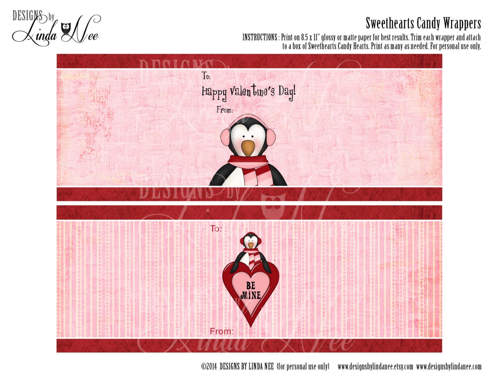 Sweethearts Candy Wrappers Happy Valentine's Day Penguin | Etsy