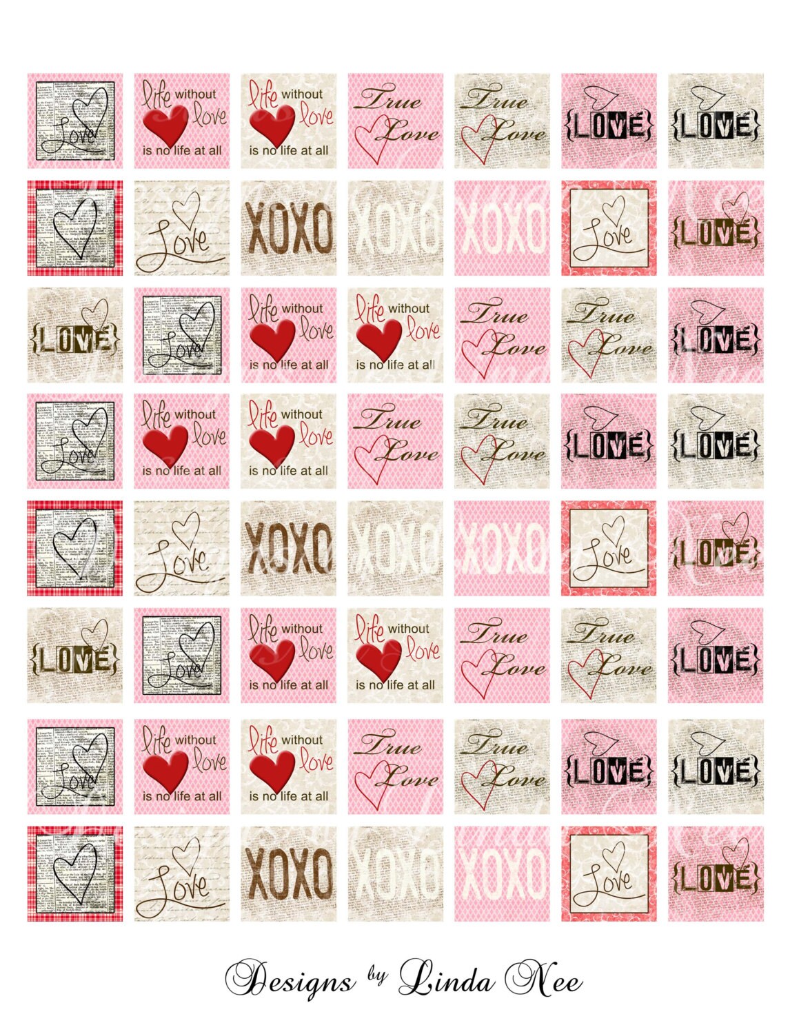 Instant Download Vintage Love 2 X 2 Inch Images Digital | Etsy