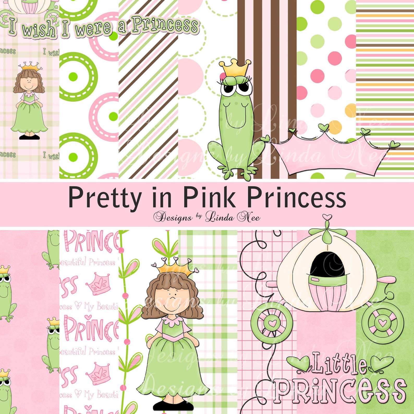 Pretty in PINK PRINCESS Paper Pack and Clip Art Commercial - Etsy