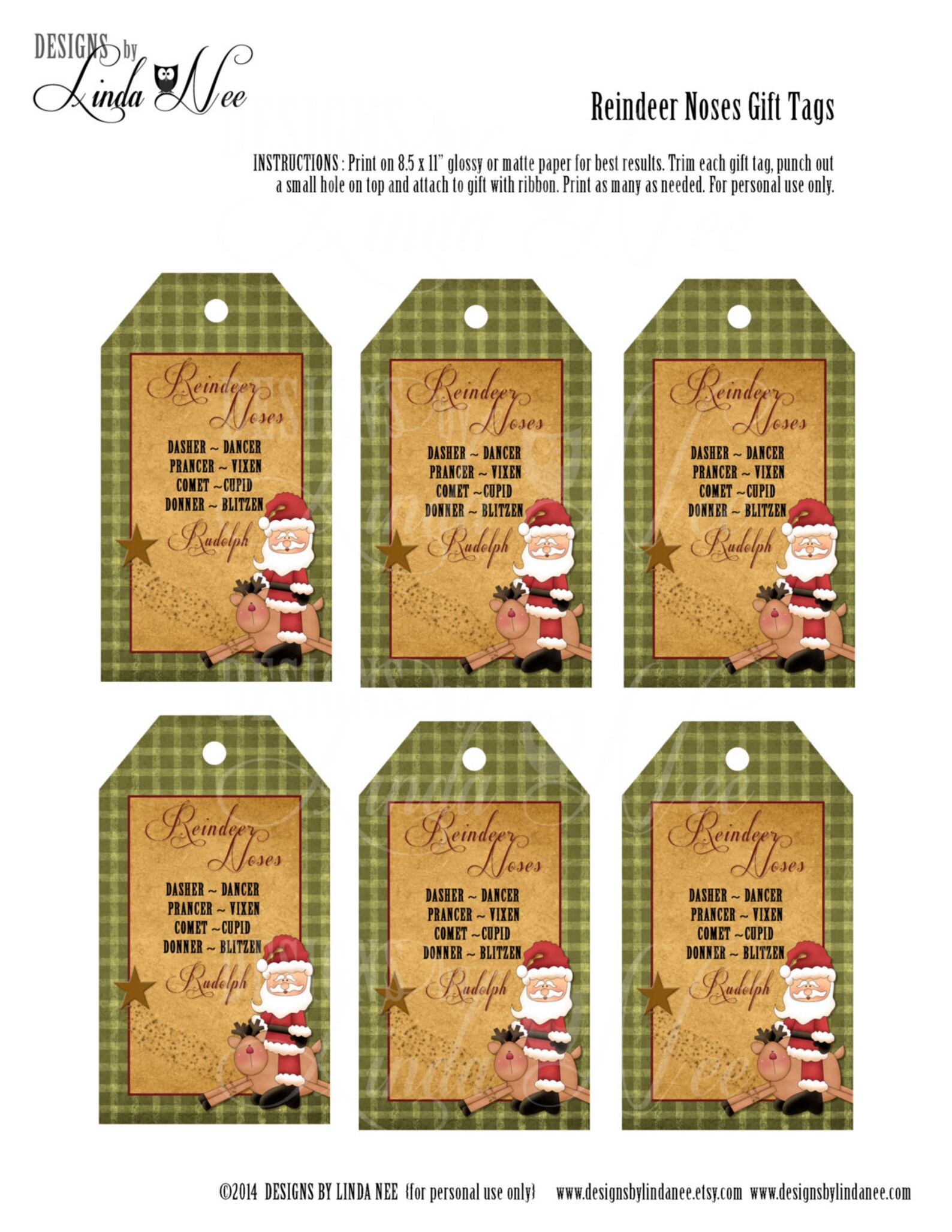Reindeer Noses Gift Tag Label Printable Party Package | Etsy