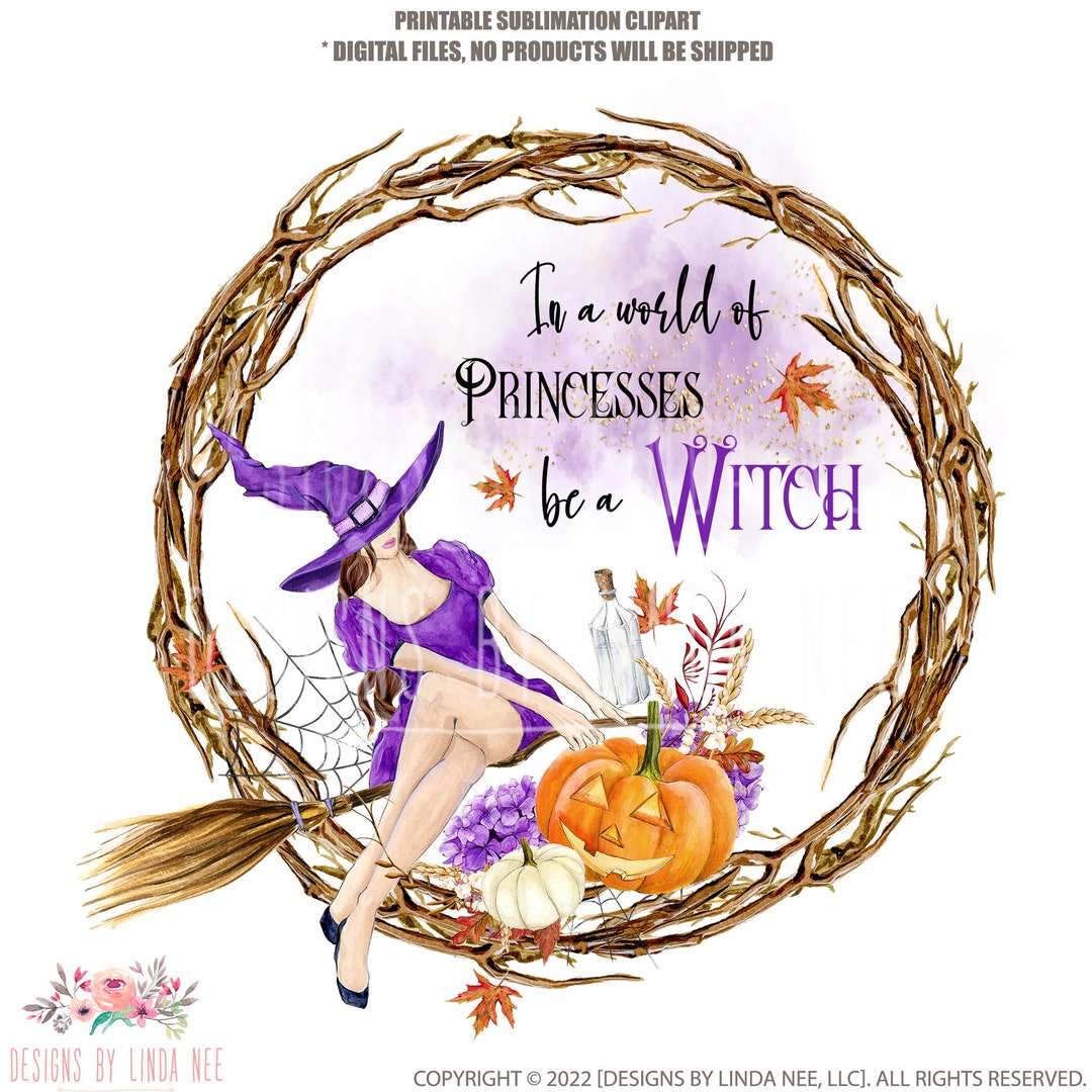 Halloween Witch PNG, Witch Clipart, Witch Decal, Purple Witch PNG ...
