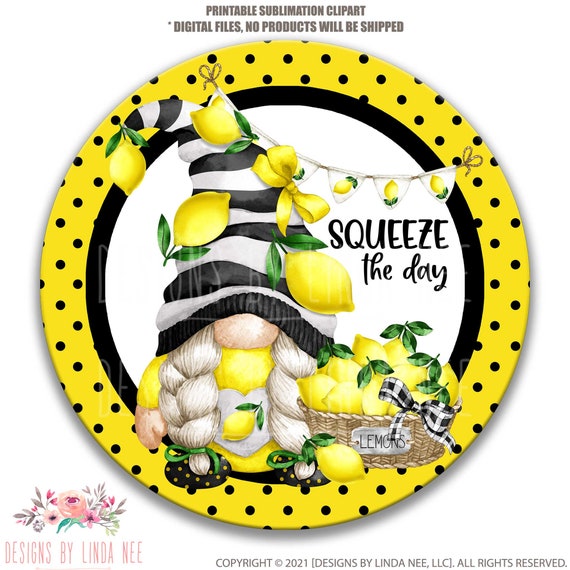 Lemon Gnome Squeeze the Day Digital Download Lemon PNG Gnome | Etsy