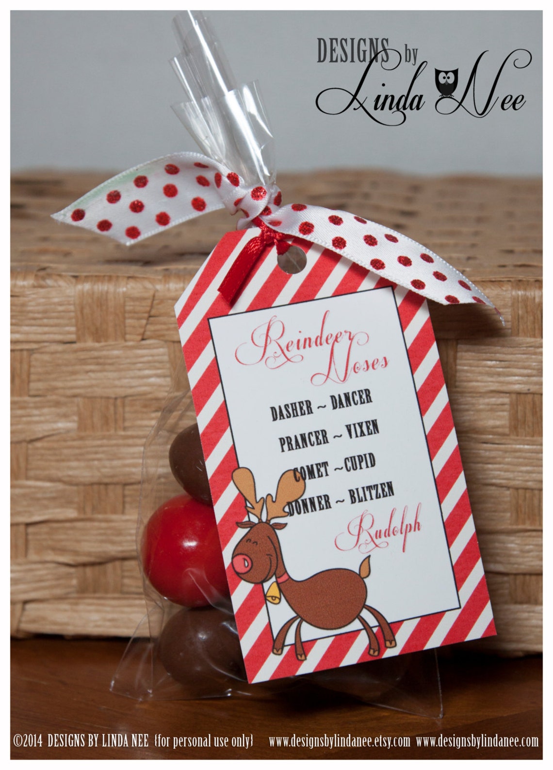 Reindeer NOSES Gift Tag Label Printable Party Package | Etsy