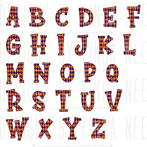 Halloween Doodle Alphabet Bundle, Halloween PNG Letters, Purple Green ...