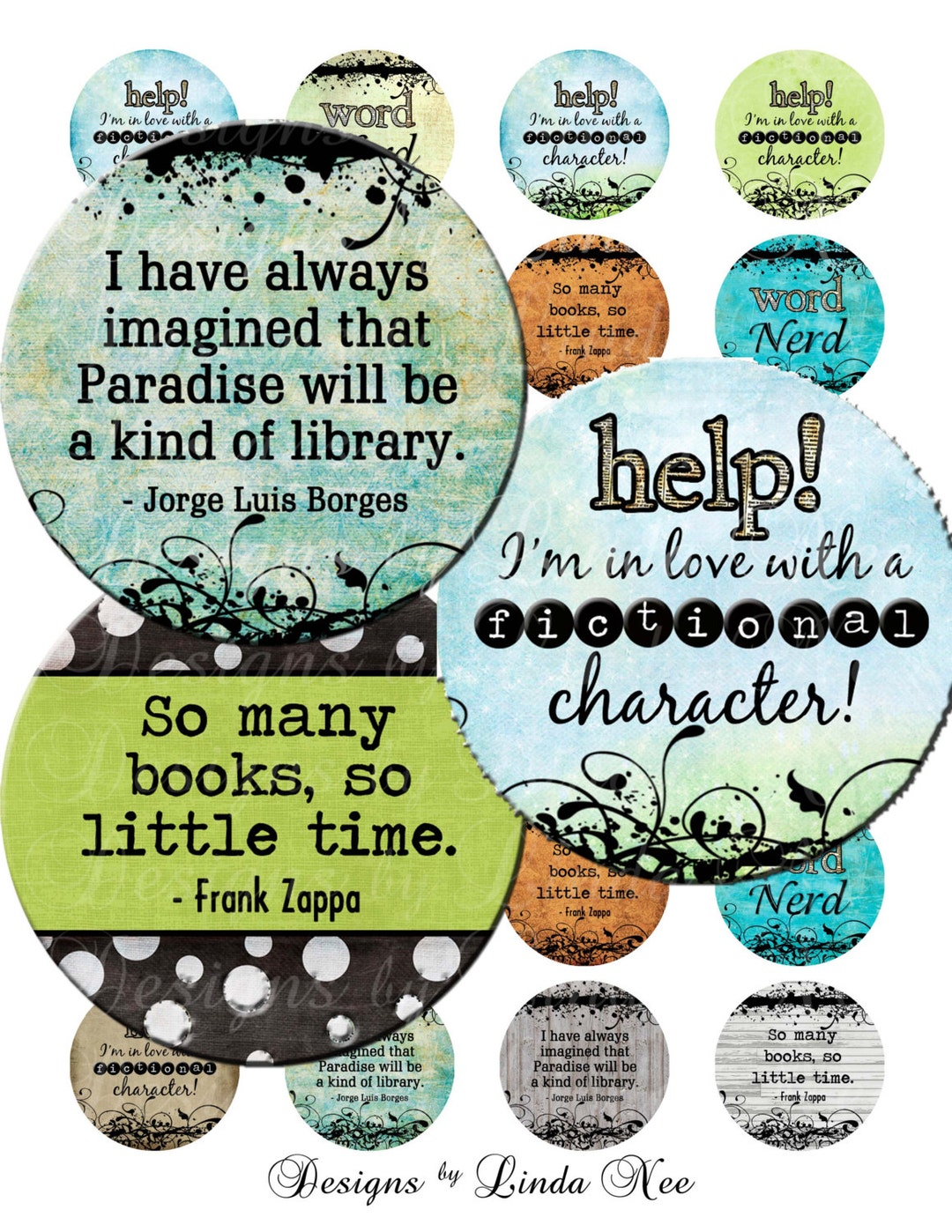 Instant Download - BOOK Nerd 2 (1 Inch Round) Images Digital Collage ...