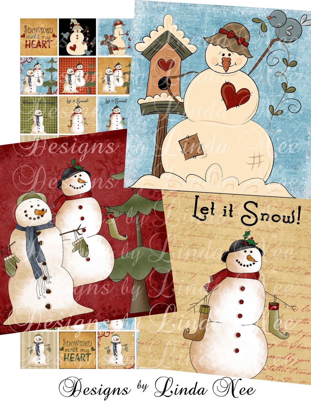 Instant Download - SNOWMAN Warm Winter Wishes (2 X 2 Inch) Images ...