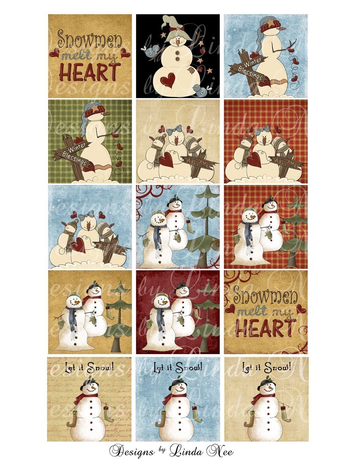 Instant Download SNOWMAN Warm Winter Wishes 2 x 2 Inch | Etsy