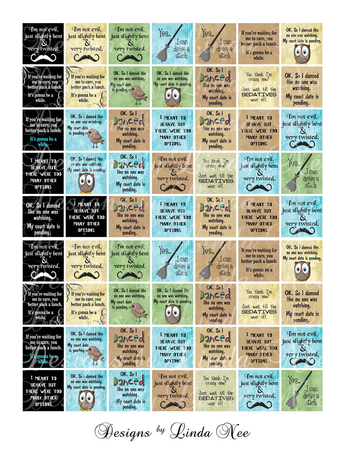 NEW Full of SASSY 1 X 1 Inch Quotes Images Digital Collage | Etsy