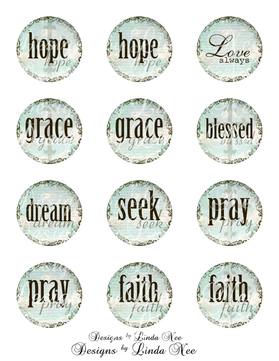 Instant Download CHRISTian Words Sky 1.5 Inch Round | Etsy