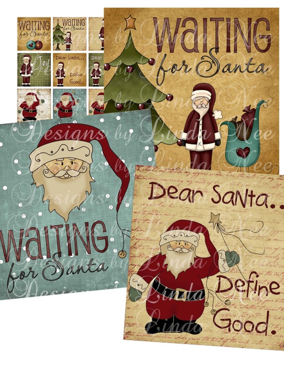 Instant Download Waiting for SANTA 1 X 1 Inch Images | Etsy