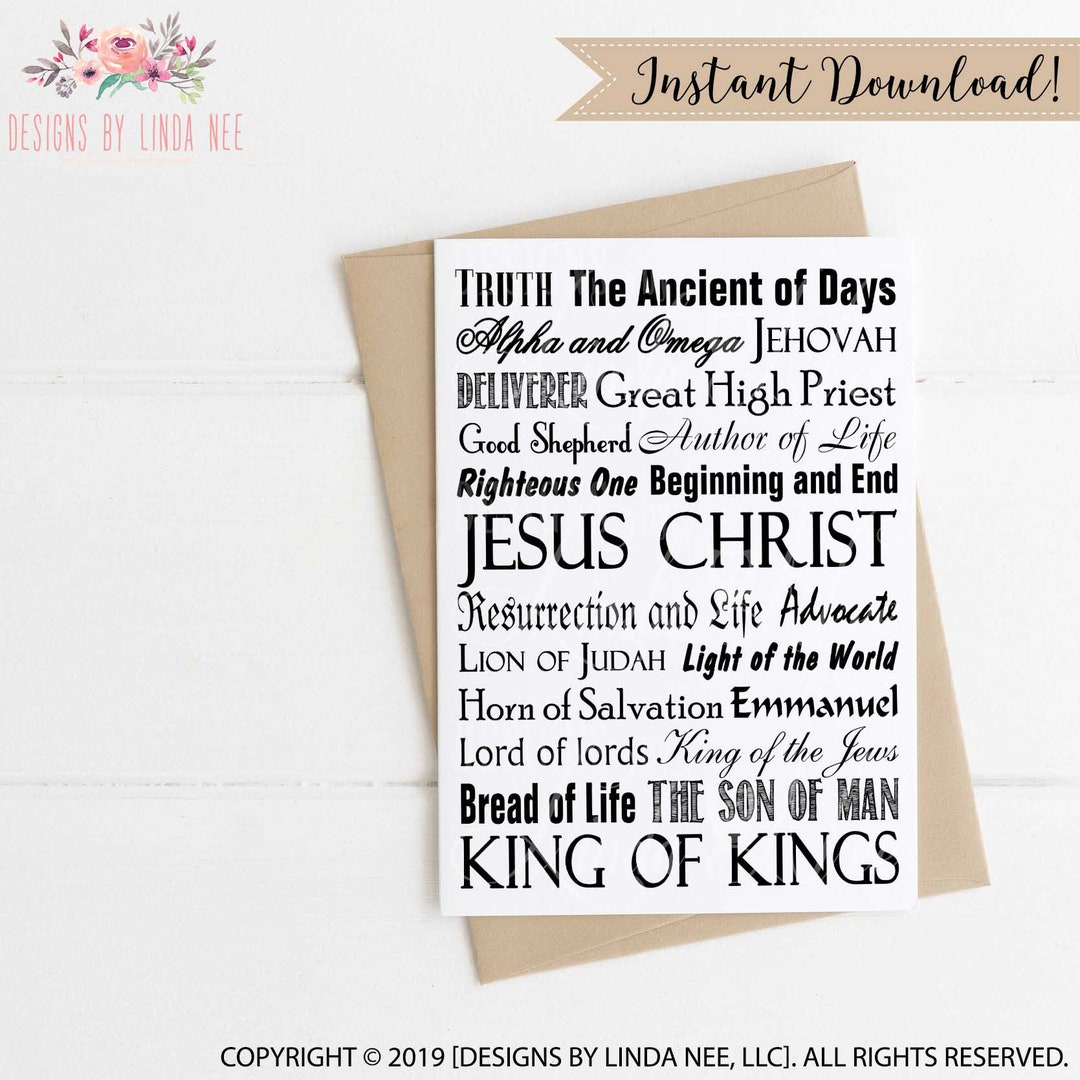 Jesus Christ Names of Jesus King of Kings Emmanuel Printable Christian ...