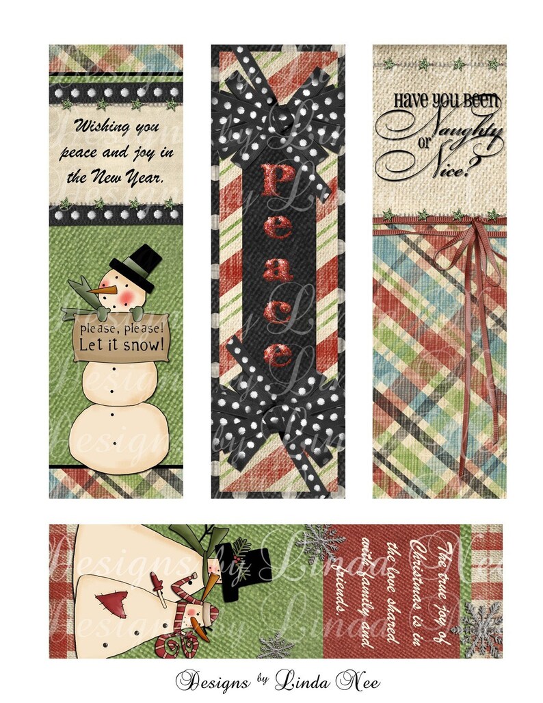 Christmas Cheer BOOKMARKS Printable Instant Download Snowman - Etsy