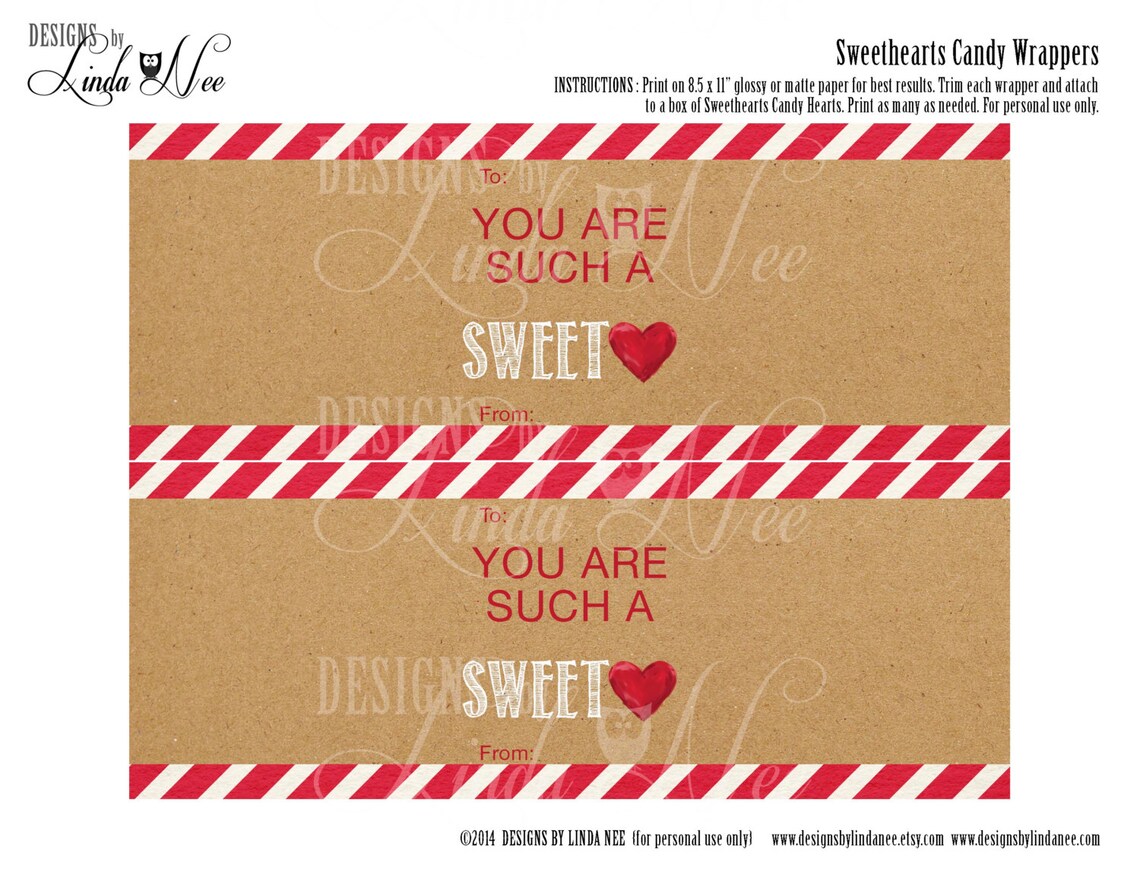 Sweethearts Candy Wrappers You Are Such a SWEET HEART - Etsy